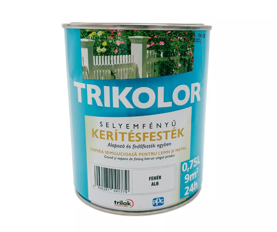 Trikolor selyemfényű kerítésfesték 2,5l Fehér - 11 980 Ft/db