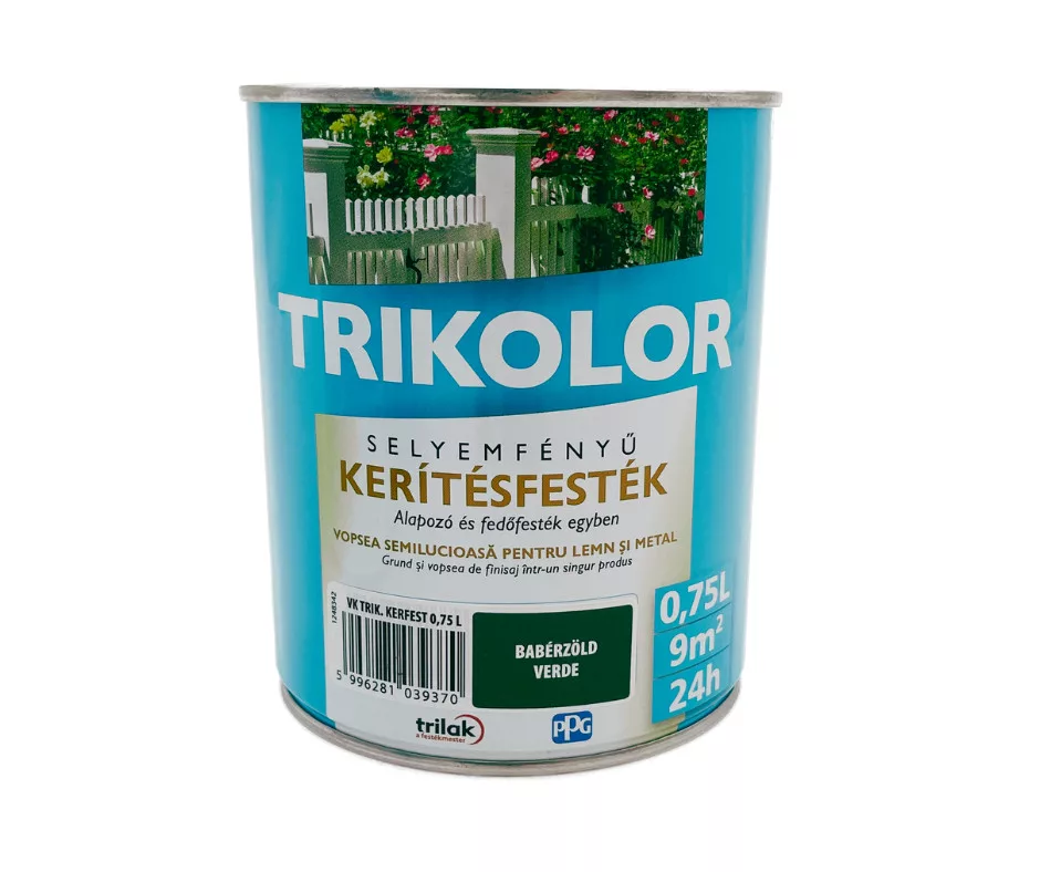 Trikolor selyemfényű kerítésfesték 2,5l Babérzöld - 11 980 F